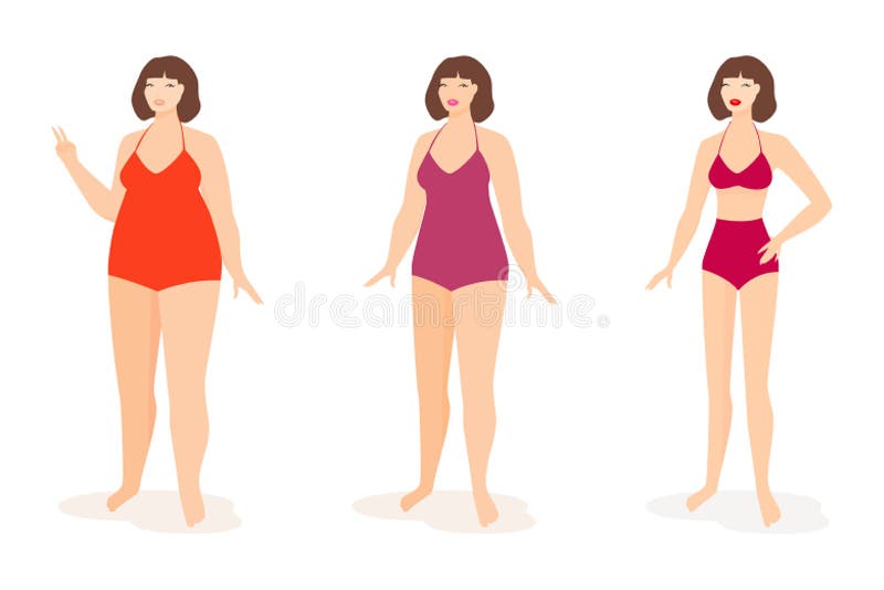 Fat And Slim Woman Vector Stock Vector Illustration Of Medicine