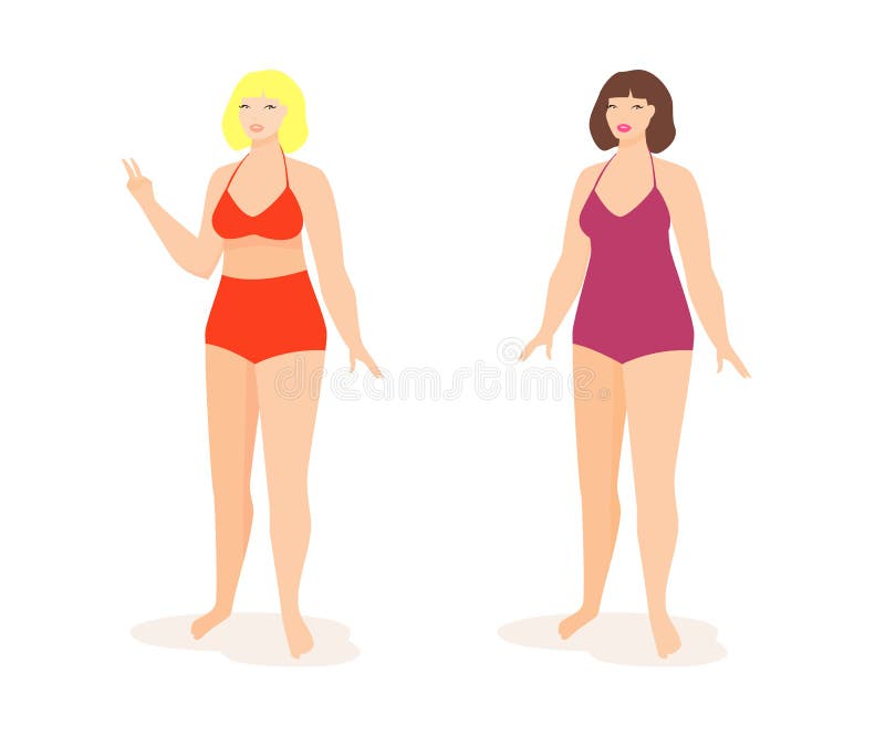 Fat And Slim Woman Vector Stock Vector Illustration Of Body Cute