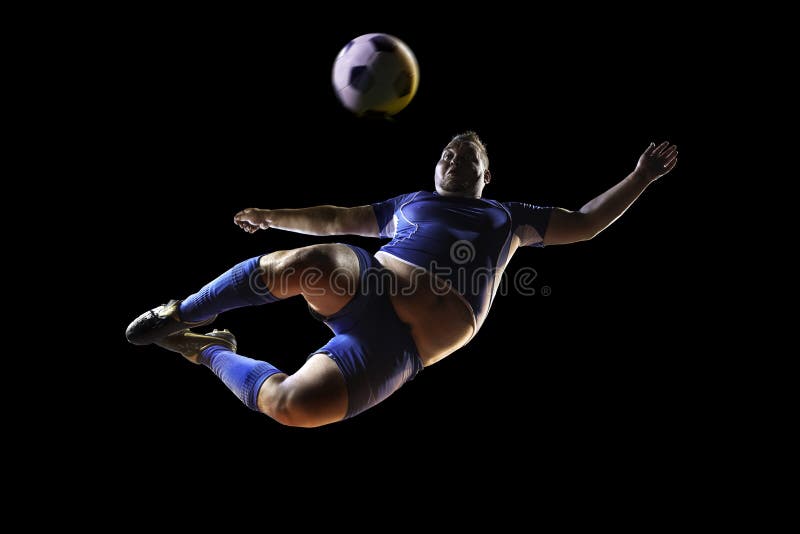 Fat Soccer Player in Action Isolated Stock Image - Image of football ...