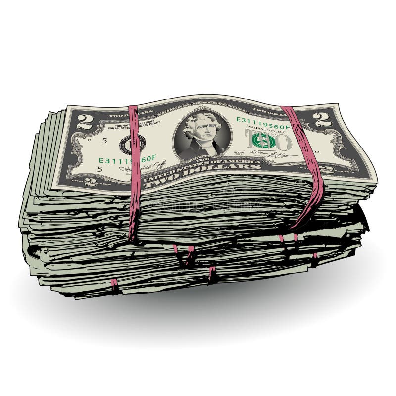 Stack Of One Hundred Dollar Bills Stock Illustration - Illustration of ...