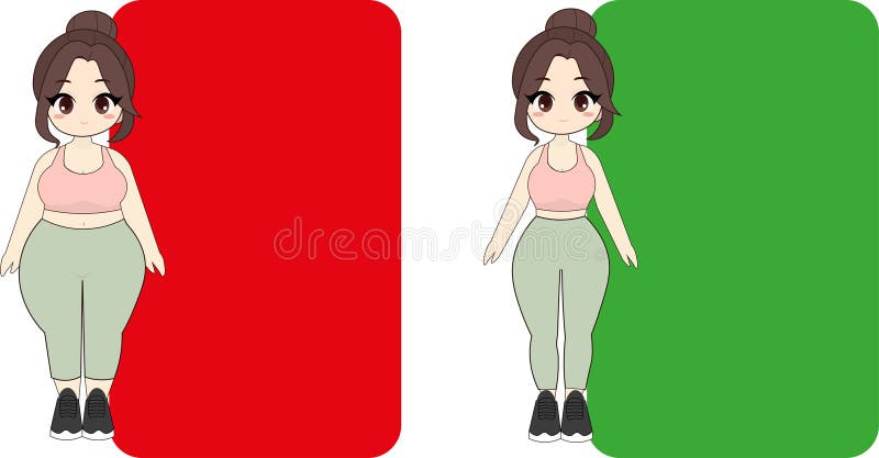 Fat and Thin Woman, before and after Demonstration Stock Vector ...