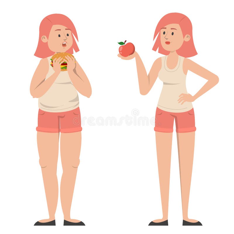 Healthy Vs Junk Food Isolated Unhealthy Lifestyle Stock Illustration