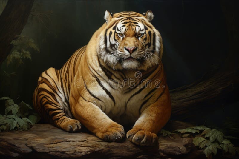 Fat Tiger is Sitting. Animal Obesity. Ecology Stock Image - Image of ...