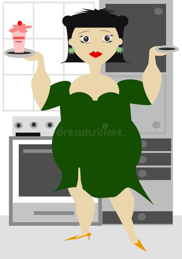 Fat woman stock illustration. Illustration of overweight - 17608165
