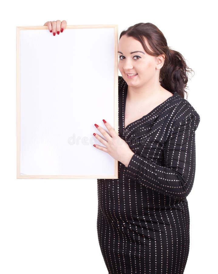 Fat Woman with Blank Sign, Billboard Stock Photo - Image of female ...