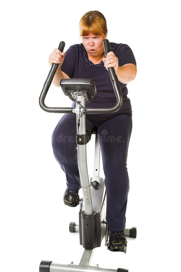 Fat woman fitnes stock photo. Image of studio, rider - 22764508