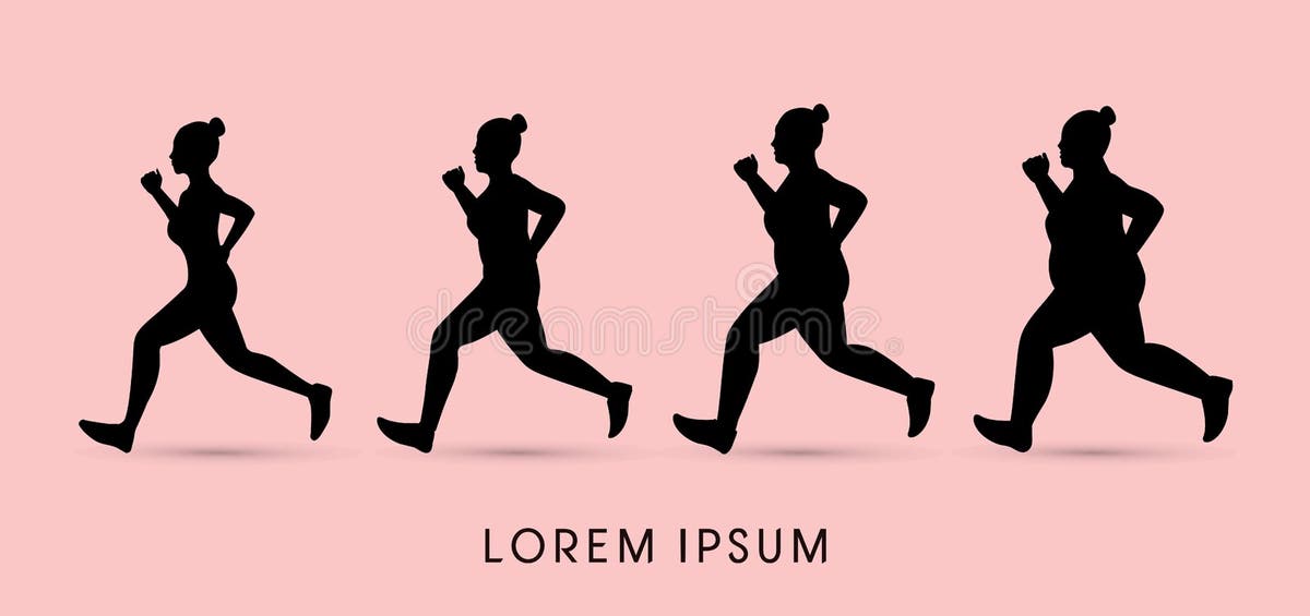 Silhouette Obese Woman Running Stock Illustrations – 73 Silhouette ...
