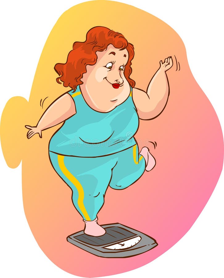 Fat Woman On The Scales Stock Vector Image Of Vector 53656871