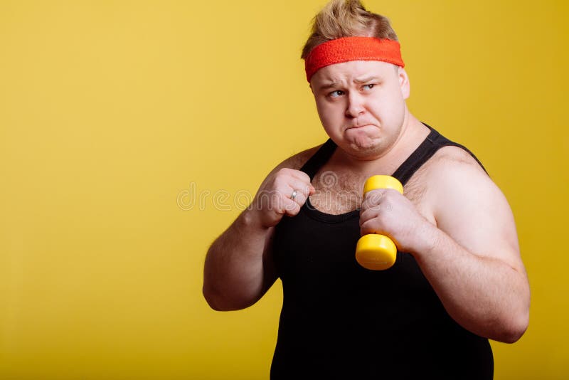 Fat Man Boxing and Looking Camera Stock Photo - Image of hang, fighter ...