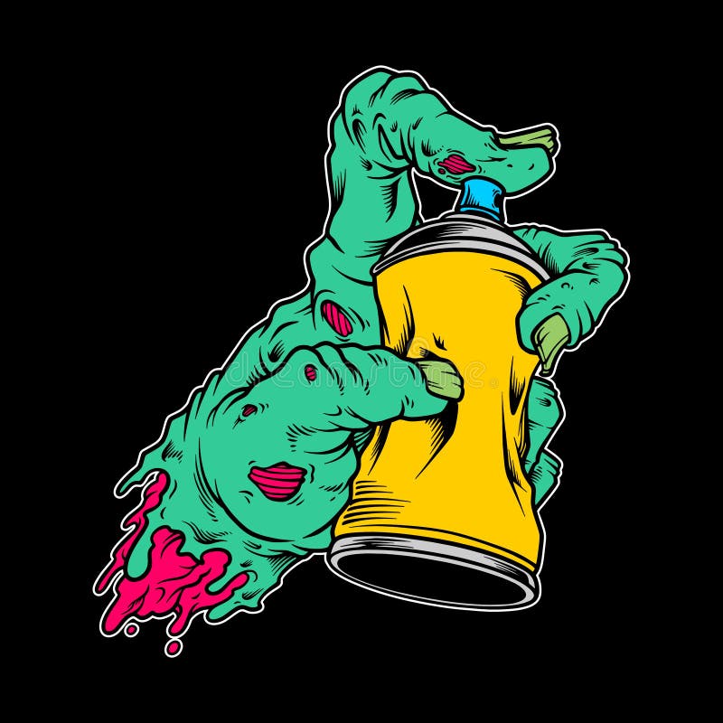 Fat Zombie Hand Holding Spray Can Stock Vector - Illustration of ...