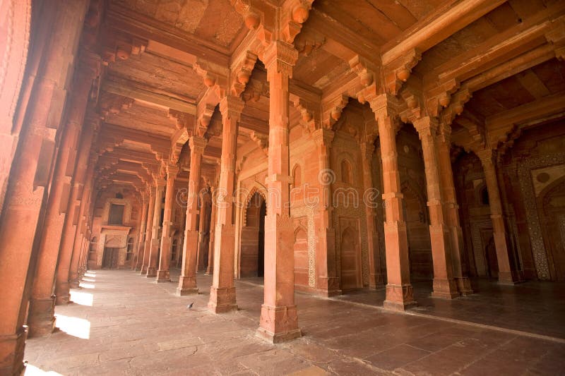 Fatehpur Sikri Red Column Corridor, India Stock Photo - Image of harem ...