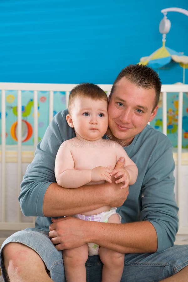 Father and baby stock image. Image of babyboy, diaper - 7822853