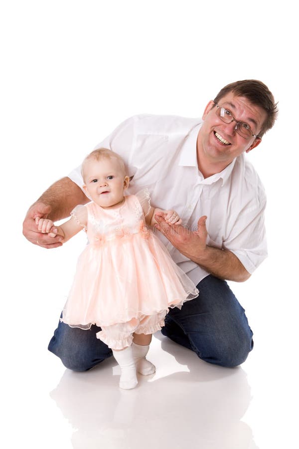 Father with baby girl stock image. Image of baby, jeans - 9120665