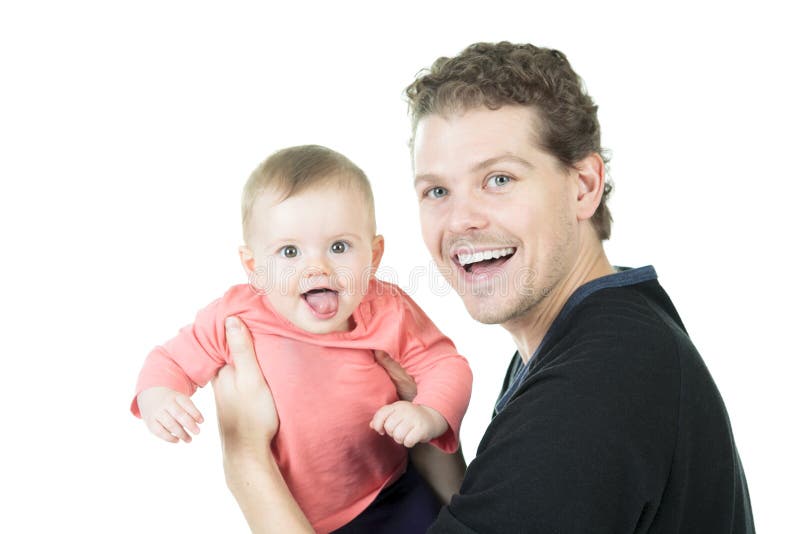 Father Baby White Background Stock Photo - Image of laughing, innocence ...