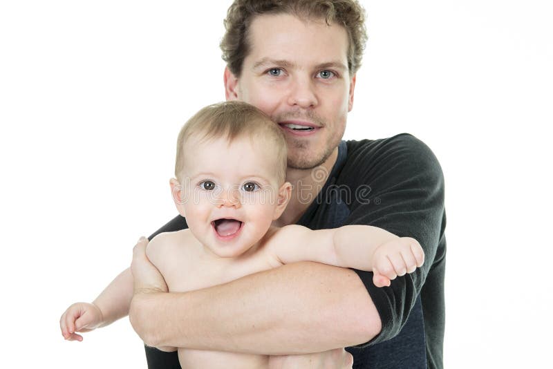 Father Baby White Background Stock Photo - Image of laughing, playful ...