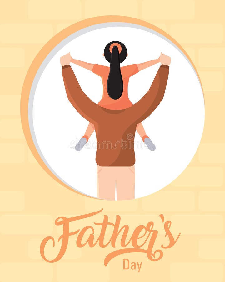 Father Carrying His Kid Father Day Poster Vector Stock Vector ...
