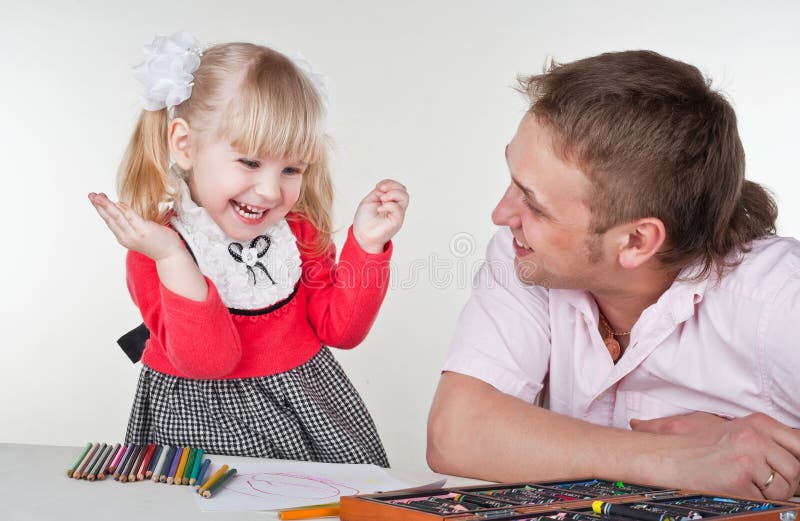 Positive Father and Daughter Regarding Paintings in Museum Stock Image ...