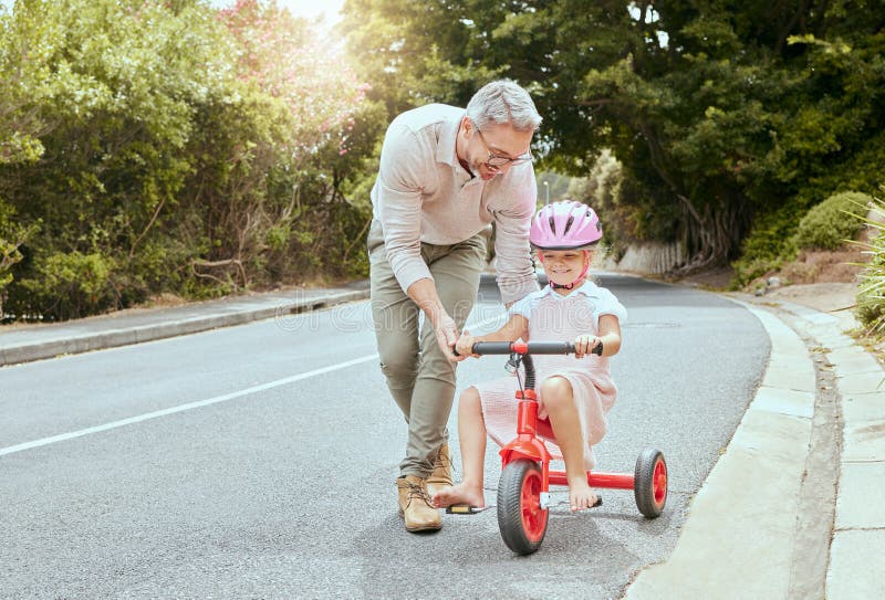 Father, Child and Learn To Ride Bicycle for Development, Coordination ...