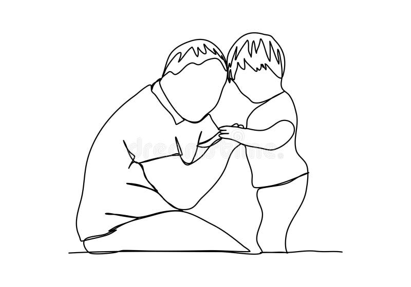 Father and Child. One Line Drawing Vector Illustration Stock ...