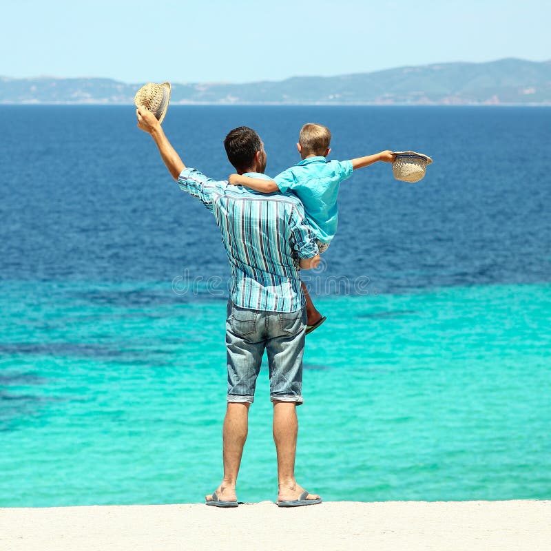 Father with a Child by the Sea Stock Photo - Image of happiness, parent ...