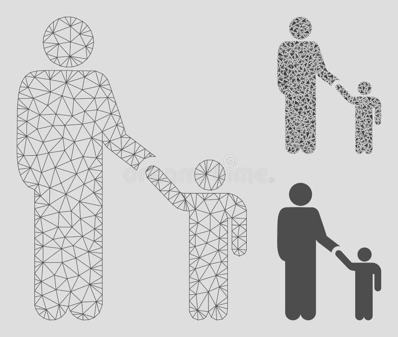 Father Child Vector Mesh 2D Model and Triangle Mosaic Icon Stock Vector ...