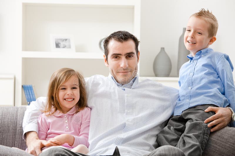 Father with children stock photo. Image of female, home - 9494098