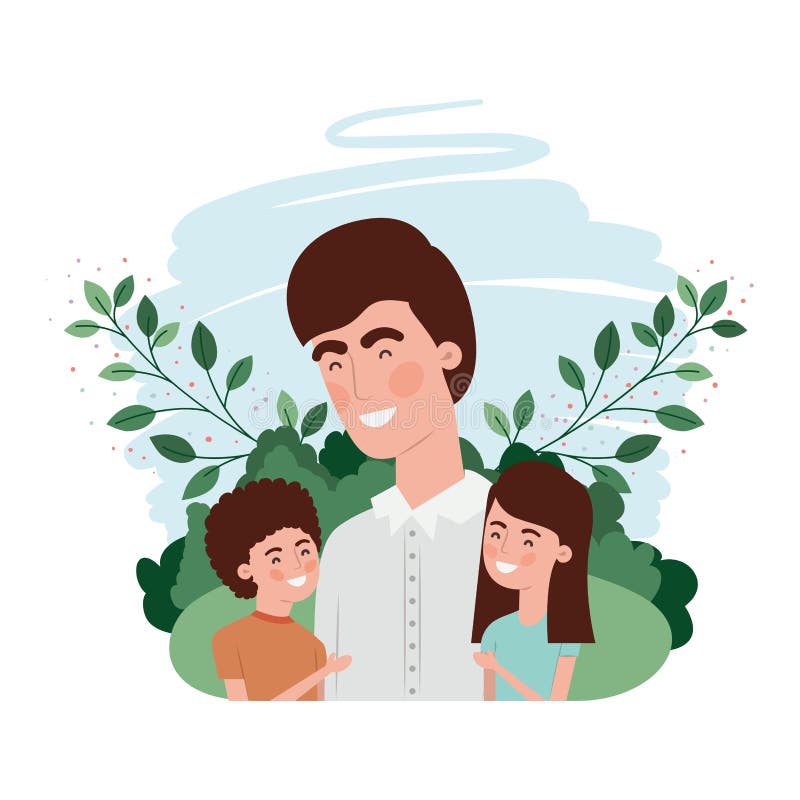 Father with Children Avatar Character Stock Vector - Illustration of ...