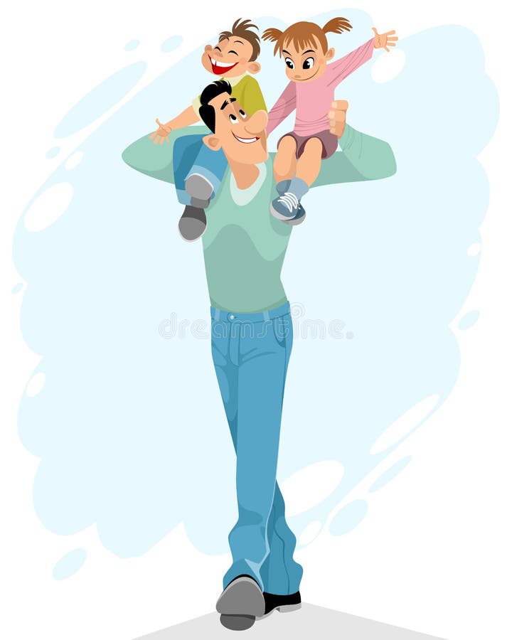 Father with children stock vector. Illustration of white - 113437015