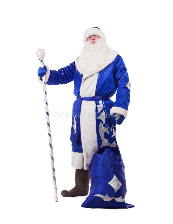 Father Christmas in Blue Costume Stock Photo - Image of beard ...