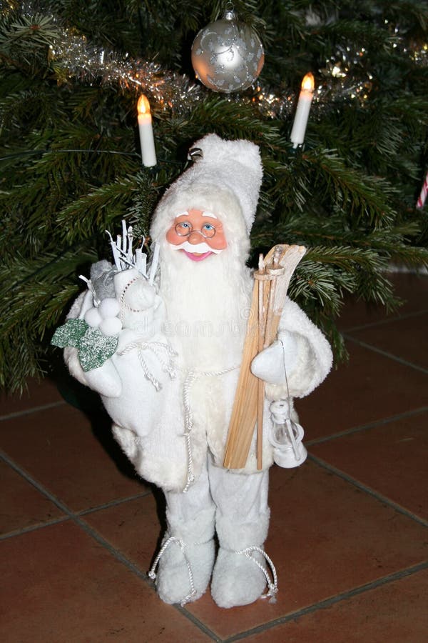 Father Christmas in White Dress Stock Image - Image of ball, father ...