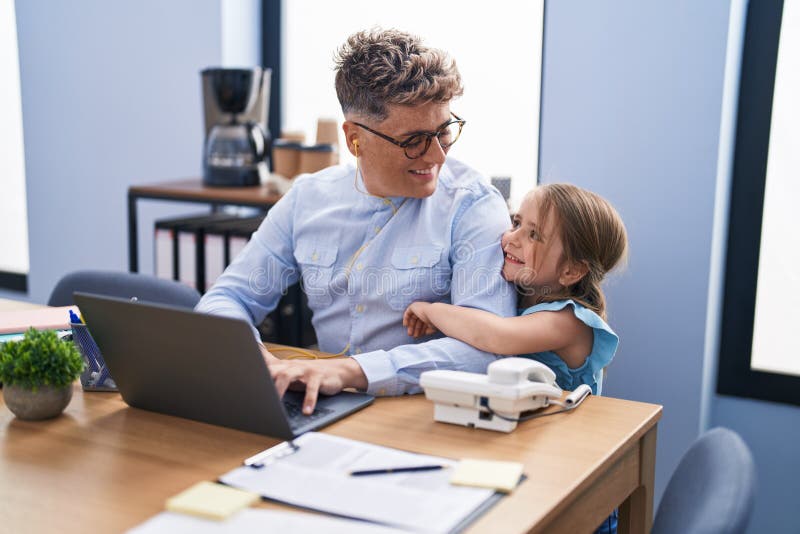 Father and Daughter Business Worker and Student Hugging Each Other ...