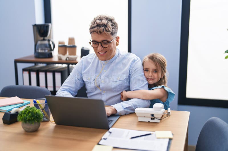 Father and Daughter Business Worker and Student Hugging Each Other ...