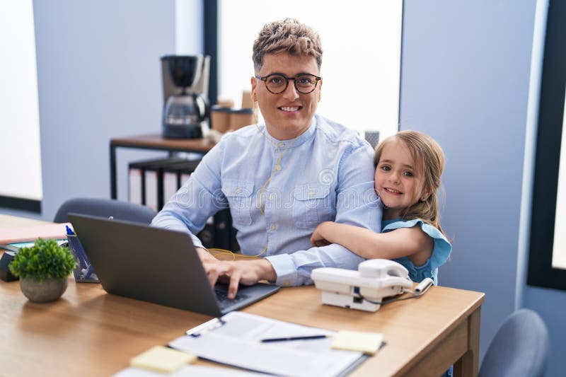 Father and Daughter Business Worker and Student Hugging Each Other ...