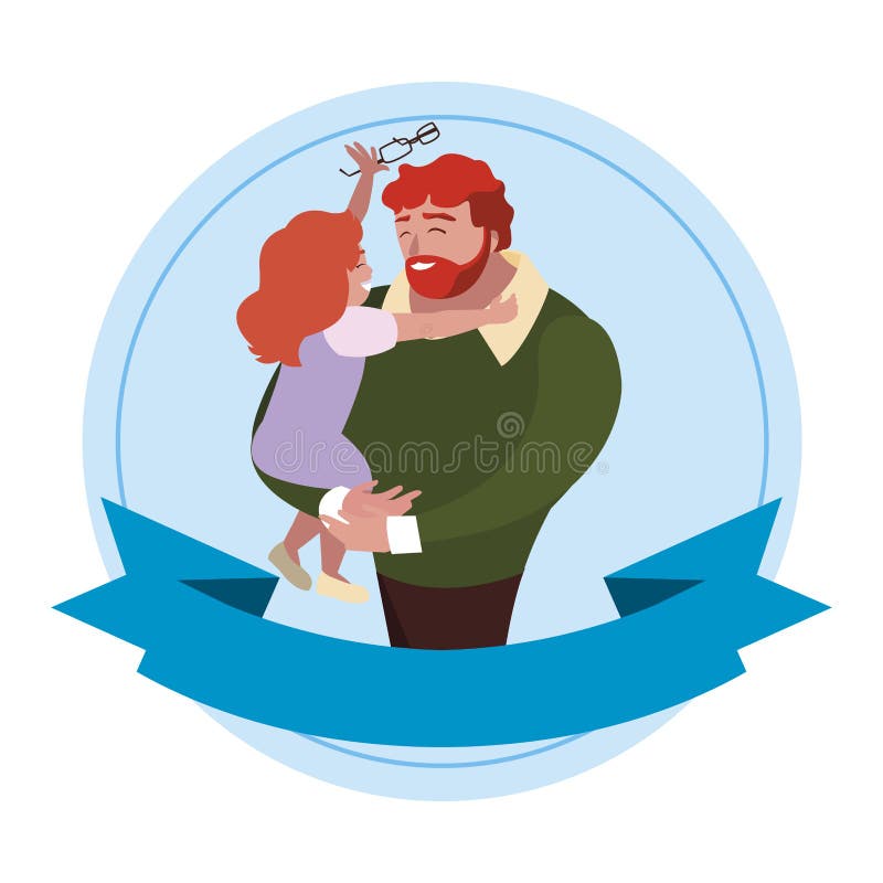 Father with Daughter Characters in Frame Stock Illustration ...