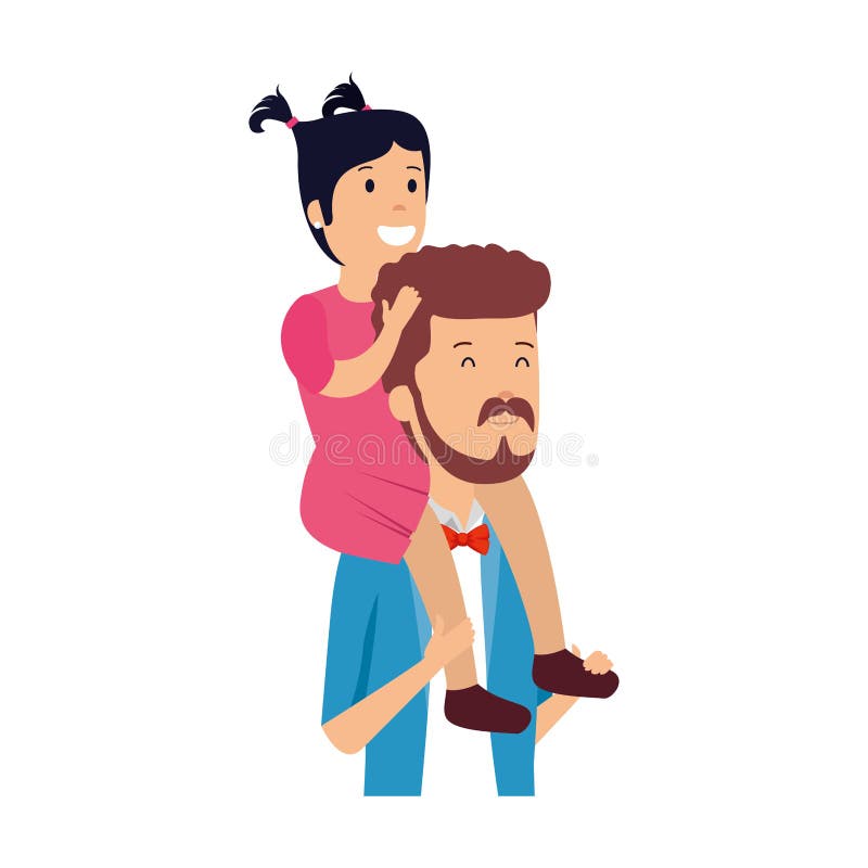 Father with Daughter Characters Stock Vector - Illustration of husband ...