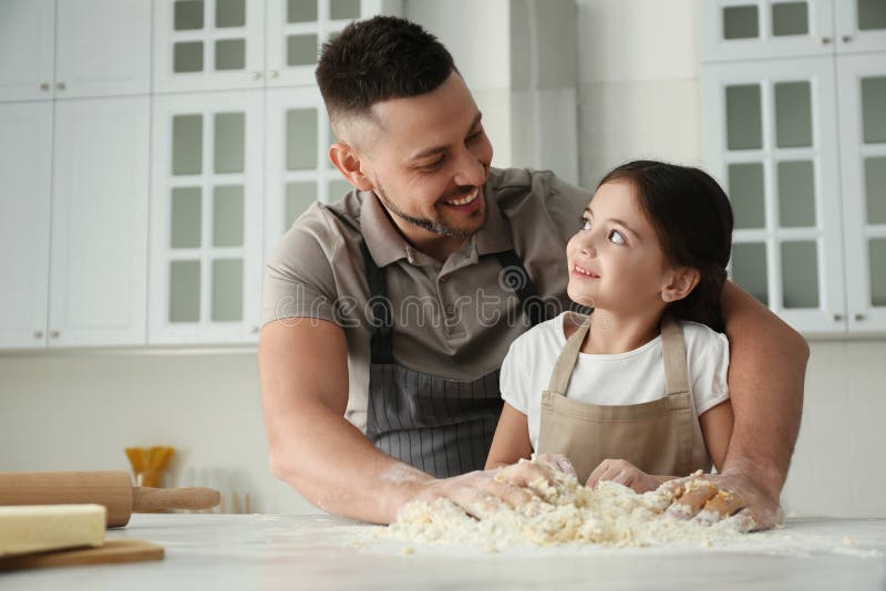 Father and Daughter Cooking in Kitchen Stock Image - Image of fresh ...