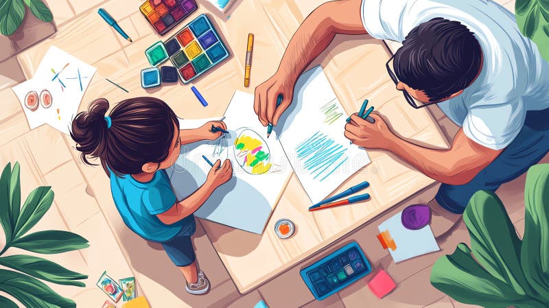 Father and Daughter Creative Illustration Stock Photo - Image of ...