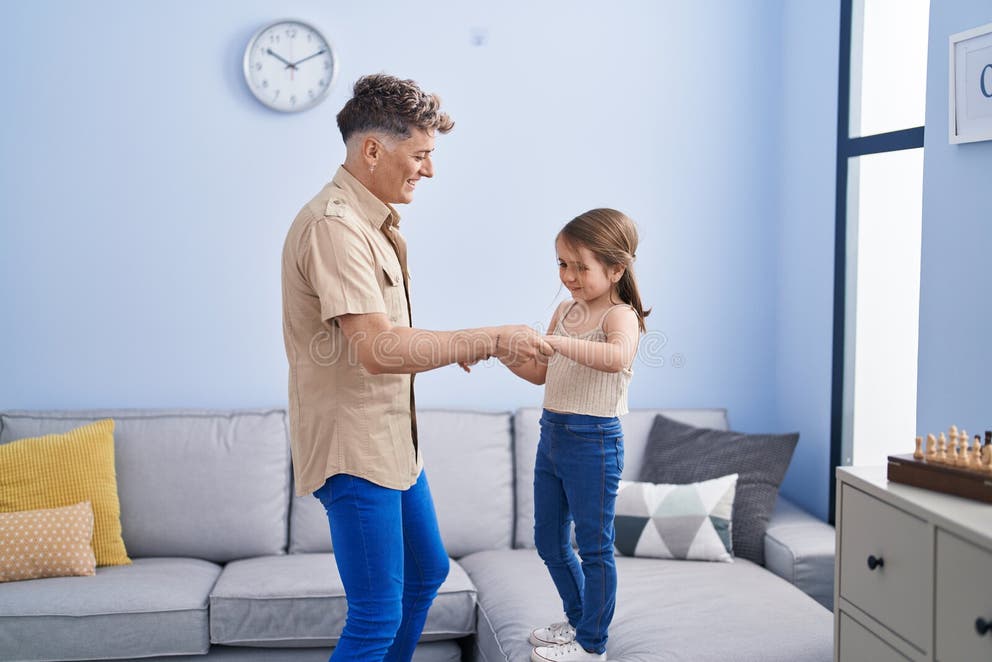 Father and Daughter Father and Daughter Dancing at Home Stock Image ...