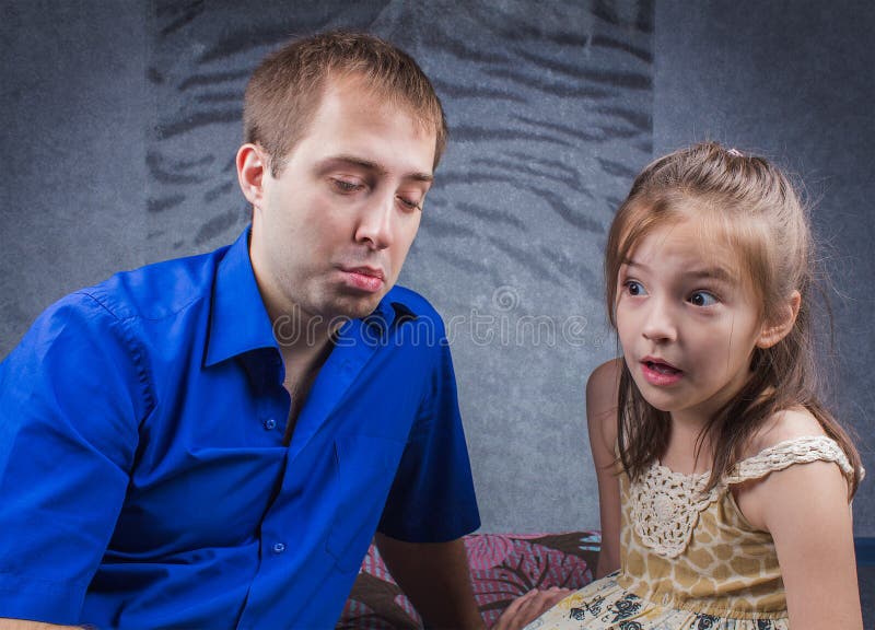 Father and Daughter Feel Sad Stock Image - Image of emotion, people ...