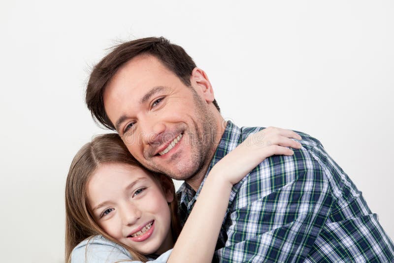Father and Daughter Giving Himself a Hug Stock Photo - Image of people ...