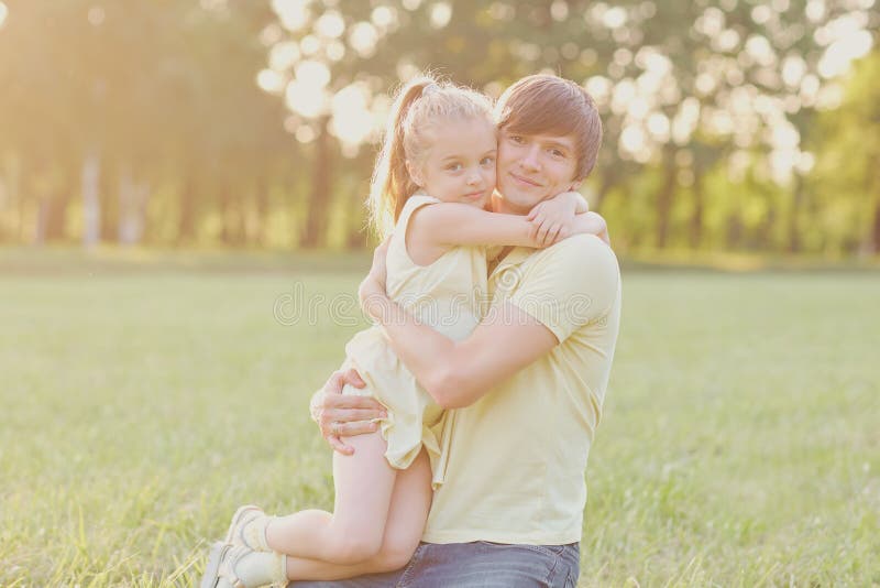 Father And Daughter Hugging In The Park Stock Image Image Of Park