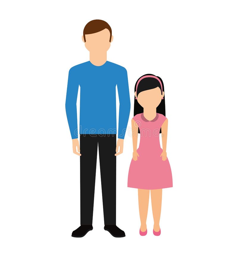 Father with Daughter Isolated Icon Stock Illustration - Illustration of ...
