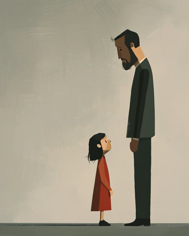 A Father and Daughter in Minimalist Scene, the Simplicity Highlighting ...