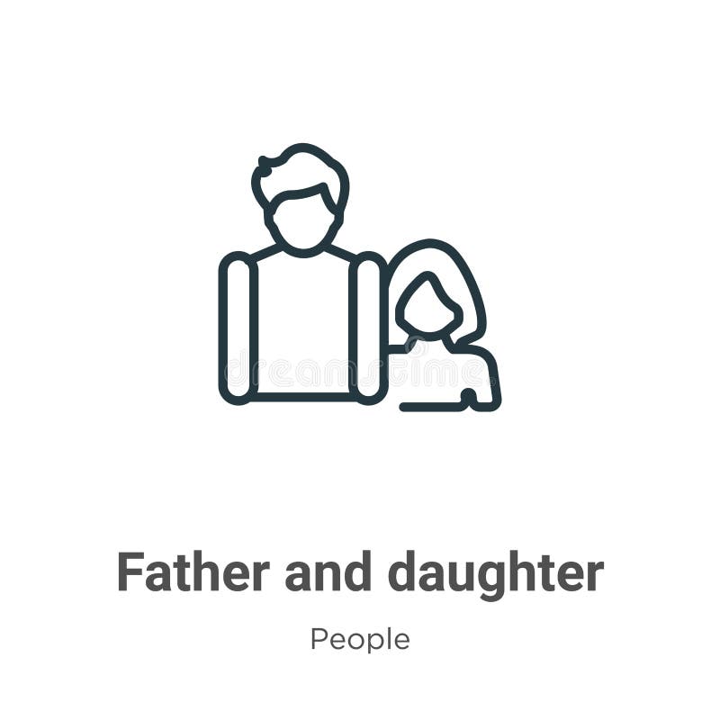 Father and Daughter Outline Vector Icon. Thin Line Black Father and ...