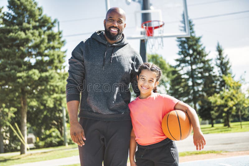 Father and Daughter Playing Basketball in the Park Stock Image - Image ...