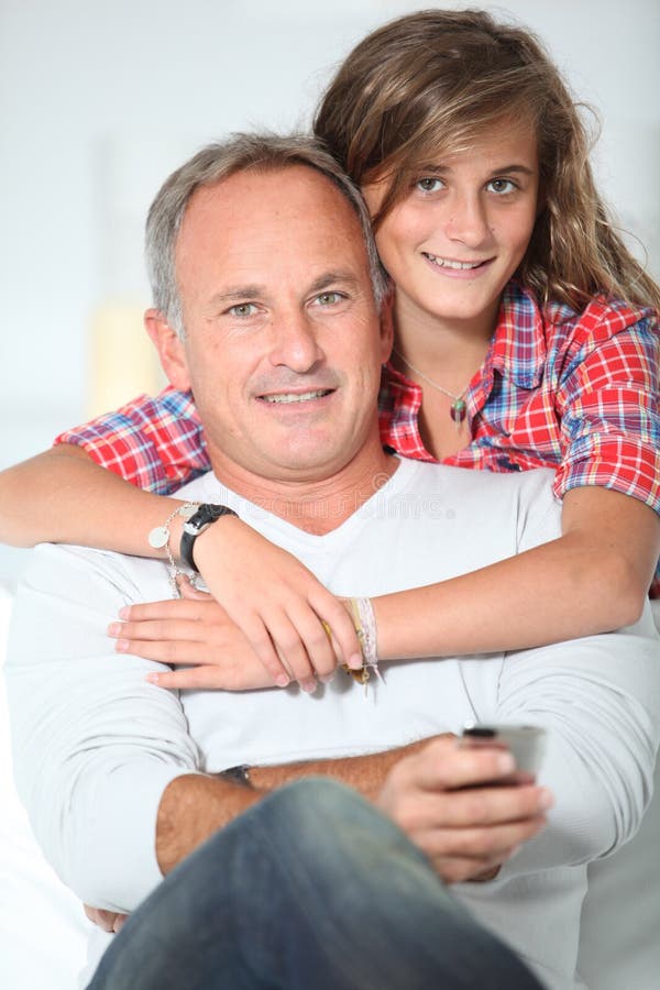 Father and Daughter Portrait Stock Photo - Image of happy, sofa: 16045406
