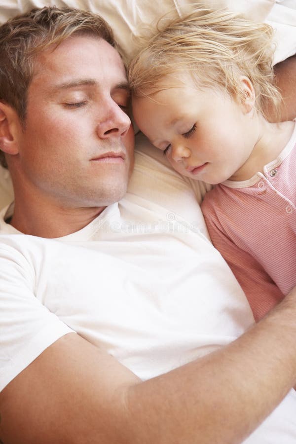 Father and Daughter Sleeping in Bed Stock Image - Image of beautiful ...
