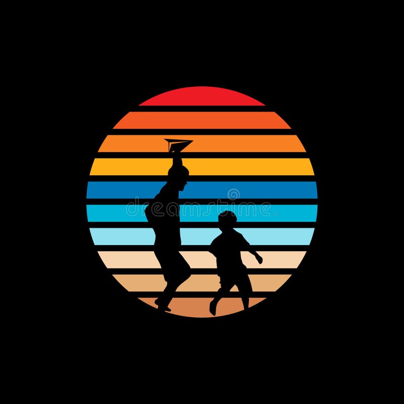 Father Day on a Beach Circle Sun, Logo Design Template Sun Vector Stock ...