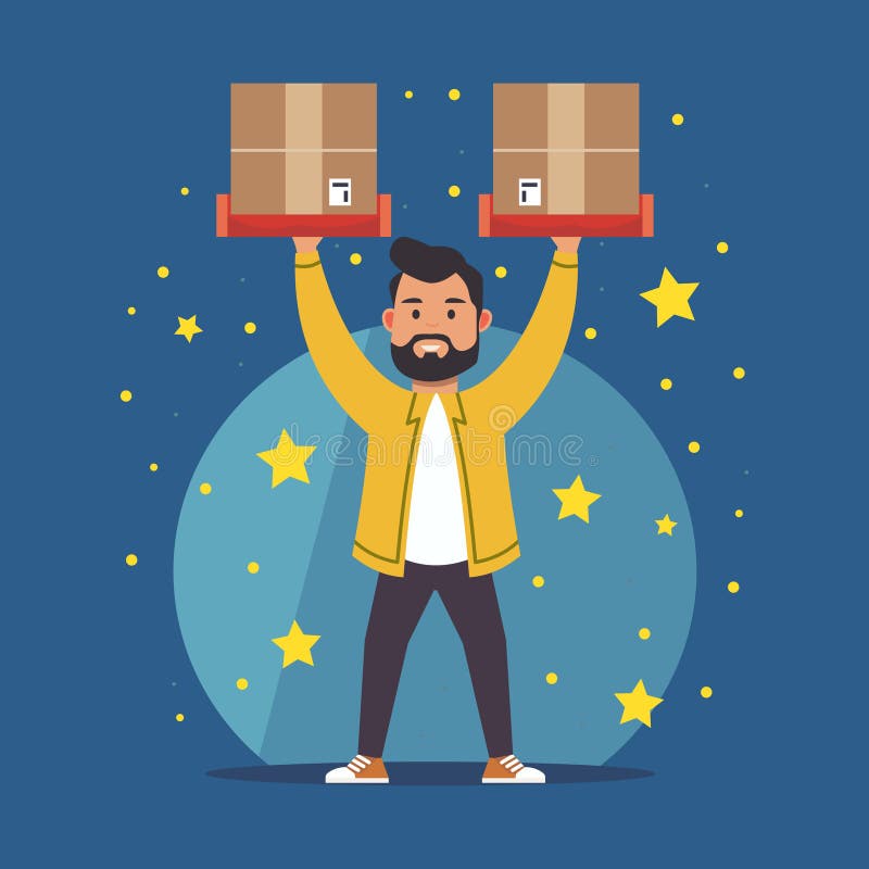 Father Day with Character of Dad Lifting Weights Symbolizing ...