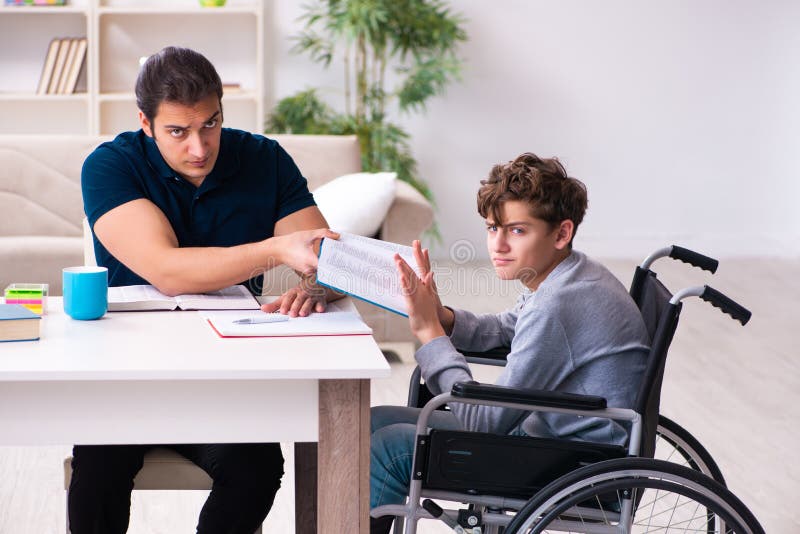 Father and Disabled Son in Education Concept Stock Image - Image of ...